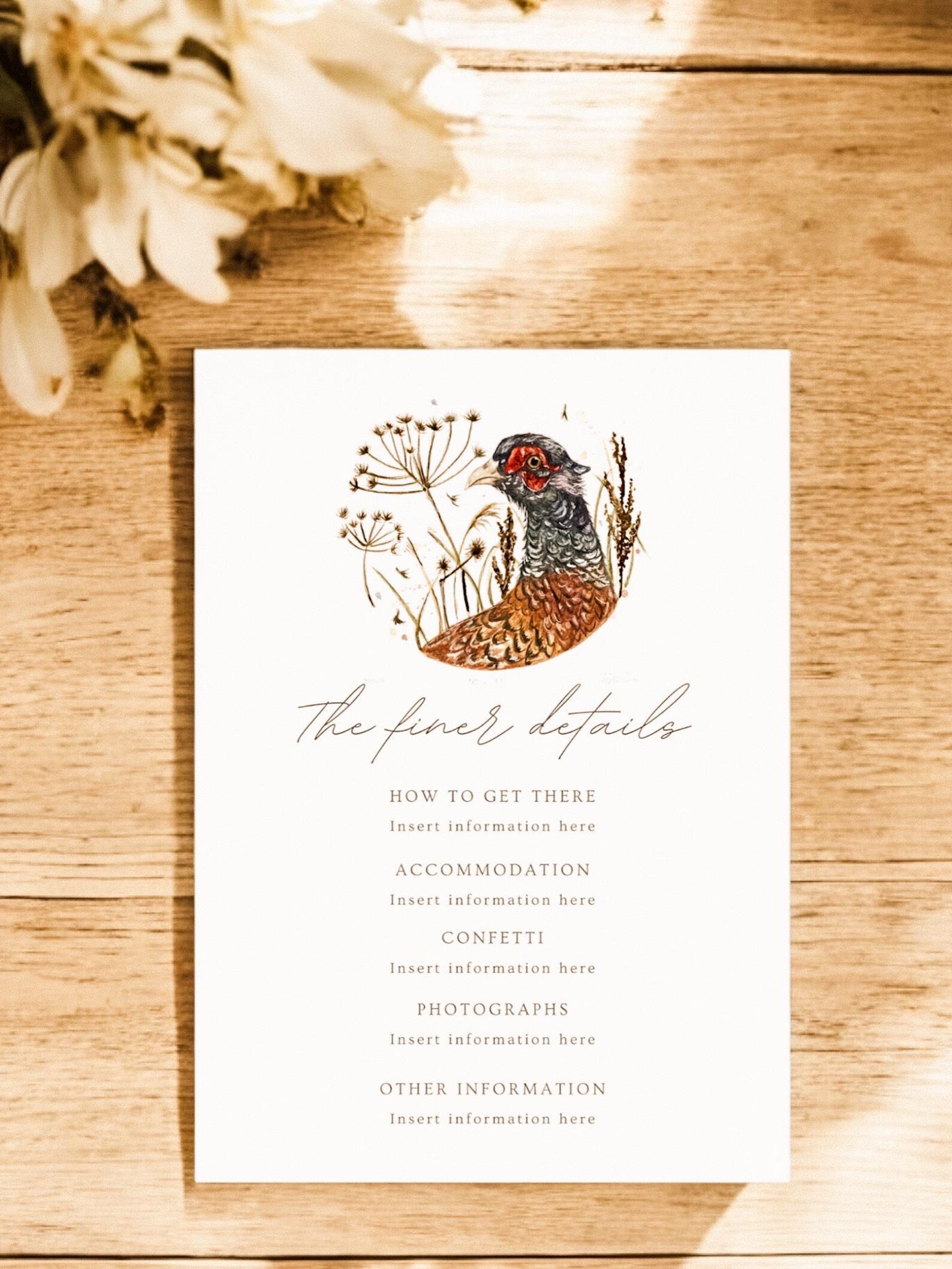 SAMPLE ONLY* Circular Pheasant Wedding Invitation Stationery, Save the ...