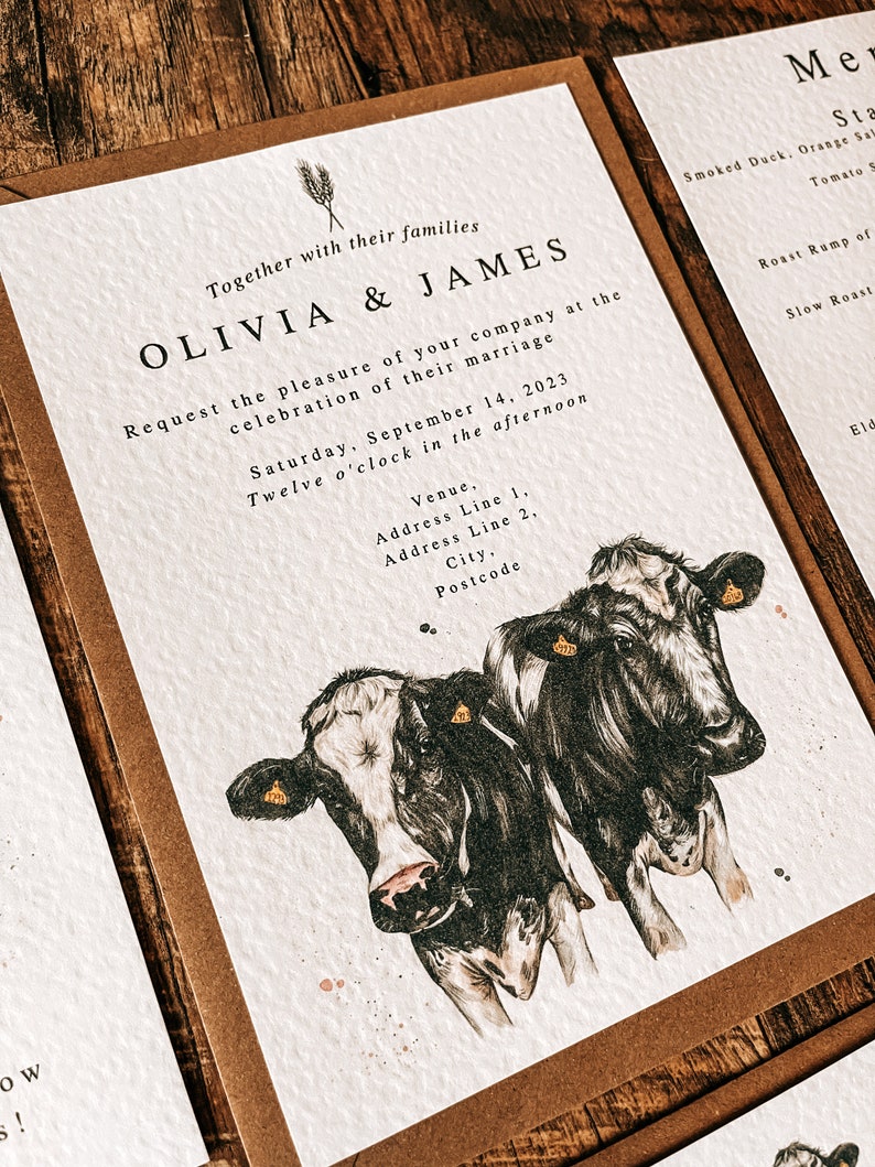 SAMPLE ONLY* Friesian Holstein Cow Wedding Stationery, Invitation, Save ...