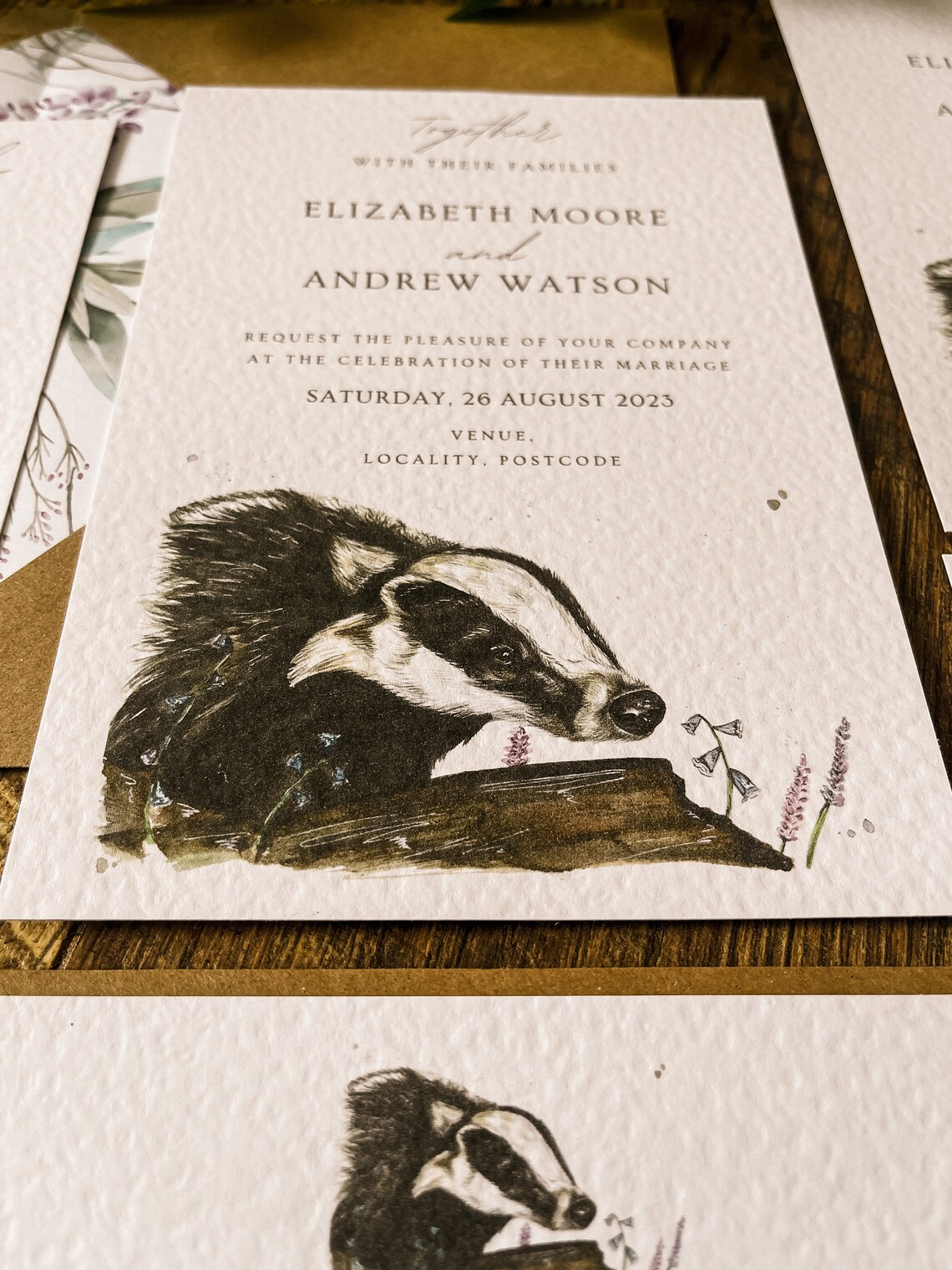 SAMPLE ONLY Badger Wedding Stationery, Invitation, Save the Date, RSVP ...