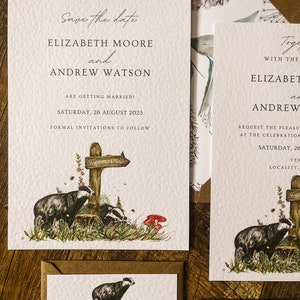 SAMPLE ONLY* Badger & Signpost Wedding Stationery, Invitation, Save the ...