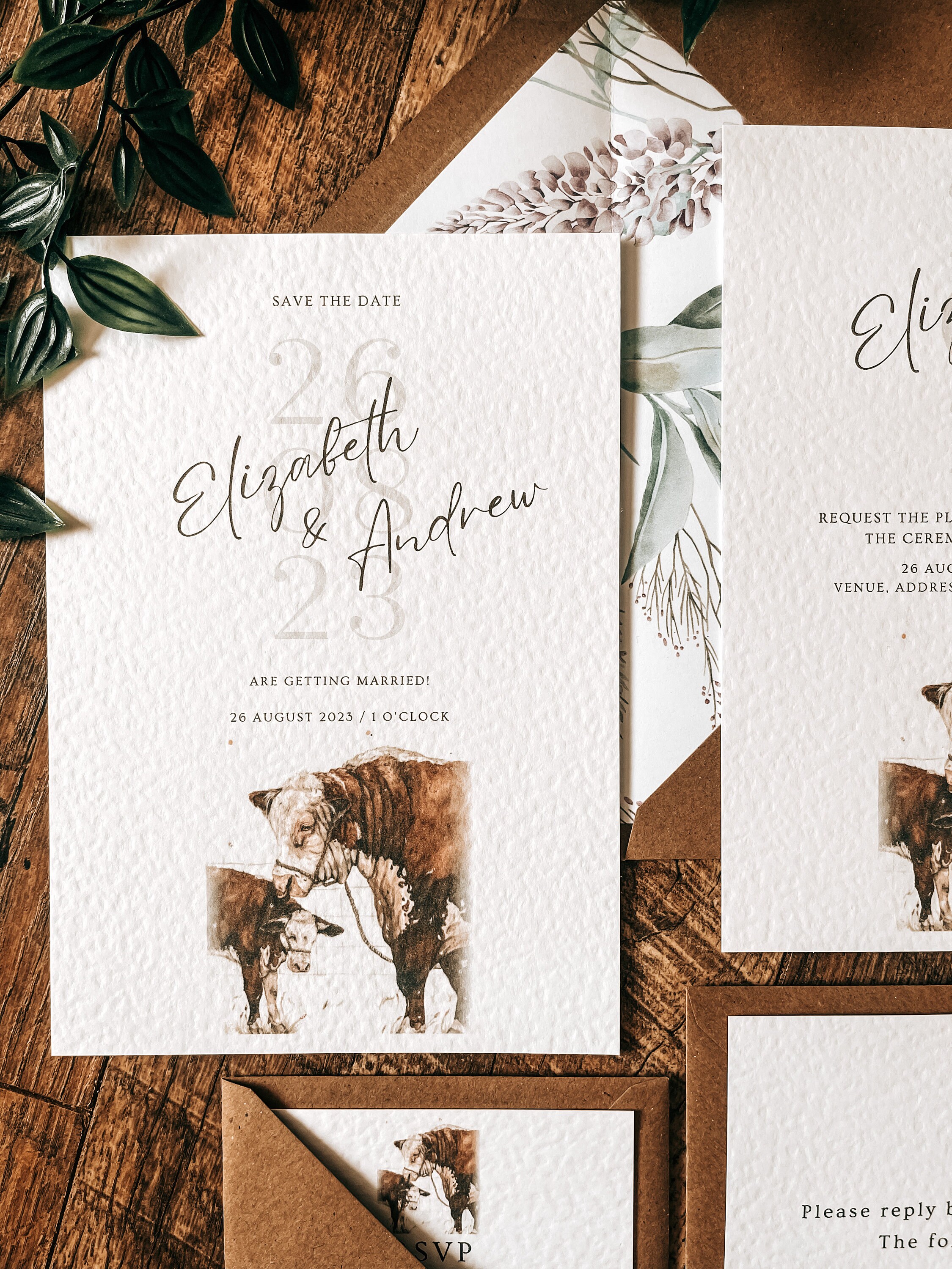 SAMPLE ONLY* Hereford Cow Wedding Stationery, Invitation, Save the Date ...