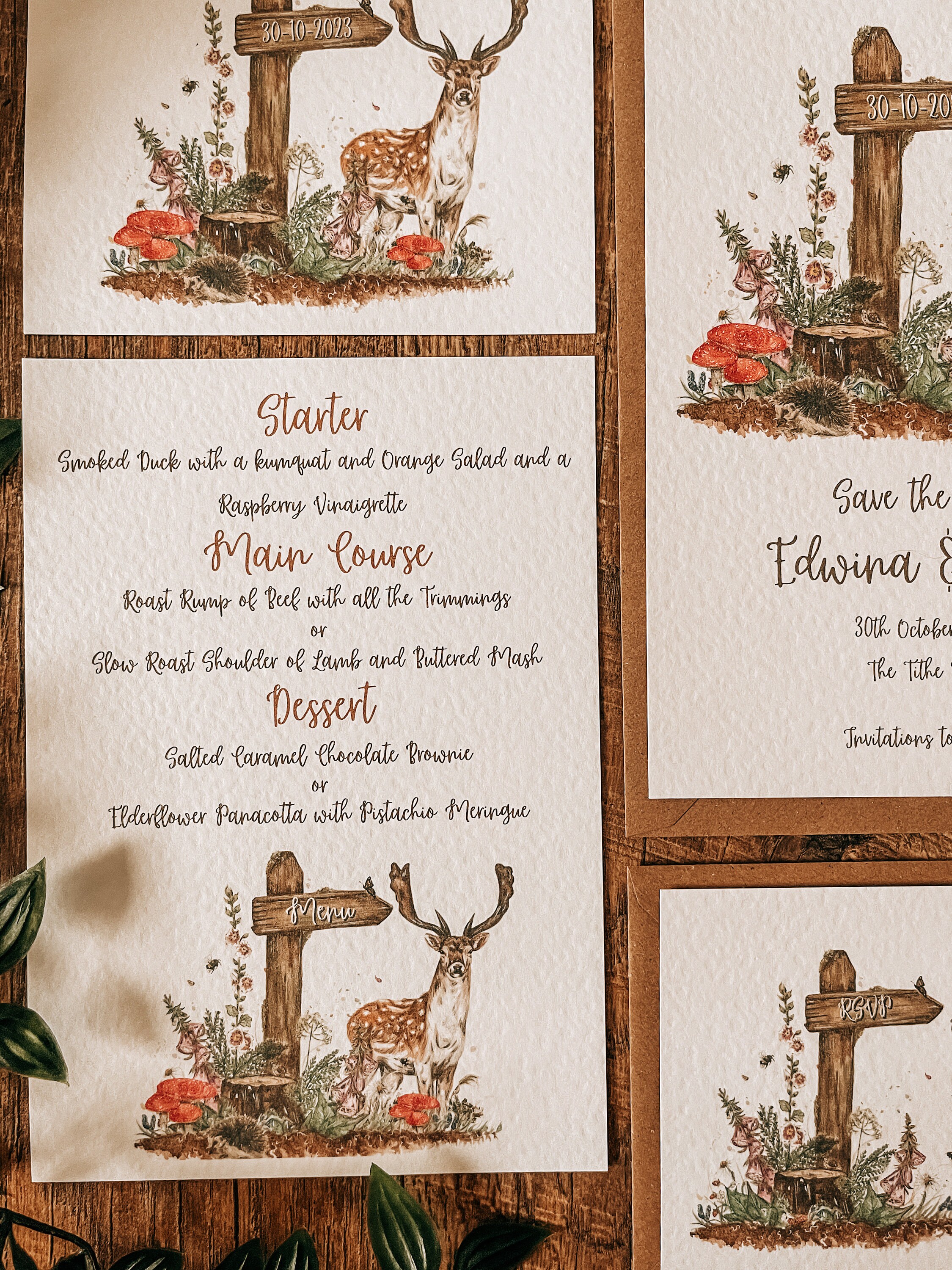 SAMPLE ONLY* Stag & Doe Signpost Deer Wedding Stationery, Invitation ...