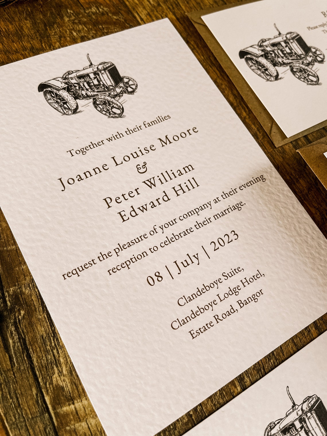 SAMPLE ONLY* Vintage Tractor Wedding Stationery, Invitation, Save the ...