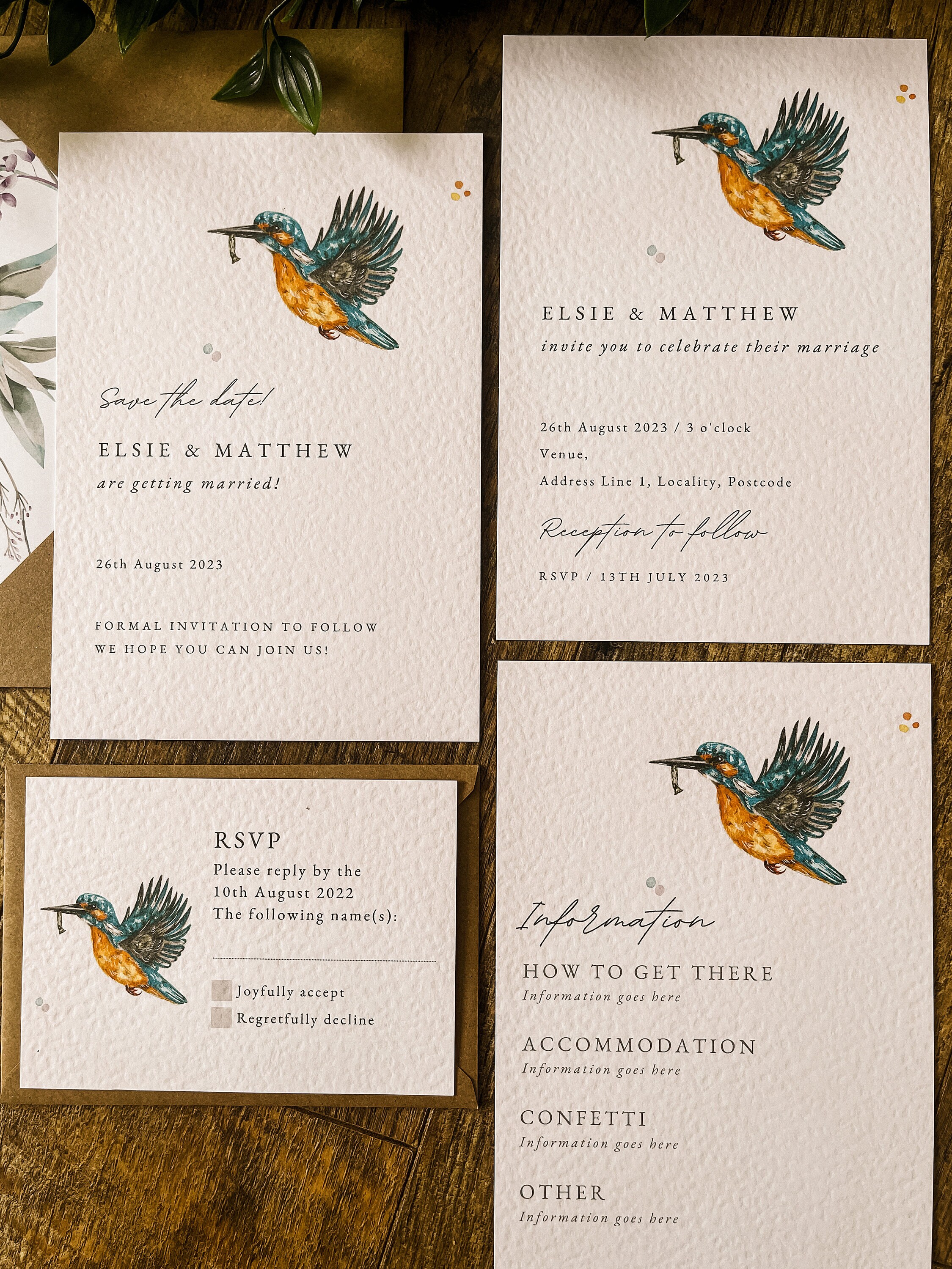 SAMPLE ONLY* Kingfisher Riverside Wedding Stationery, Invitation, Save ...