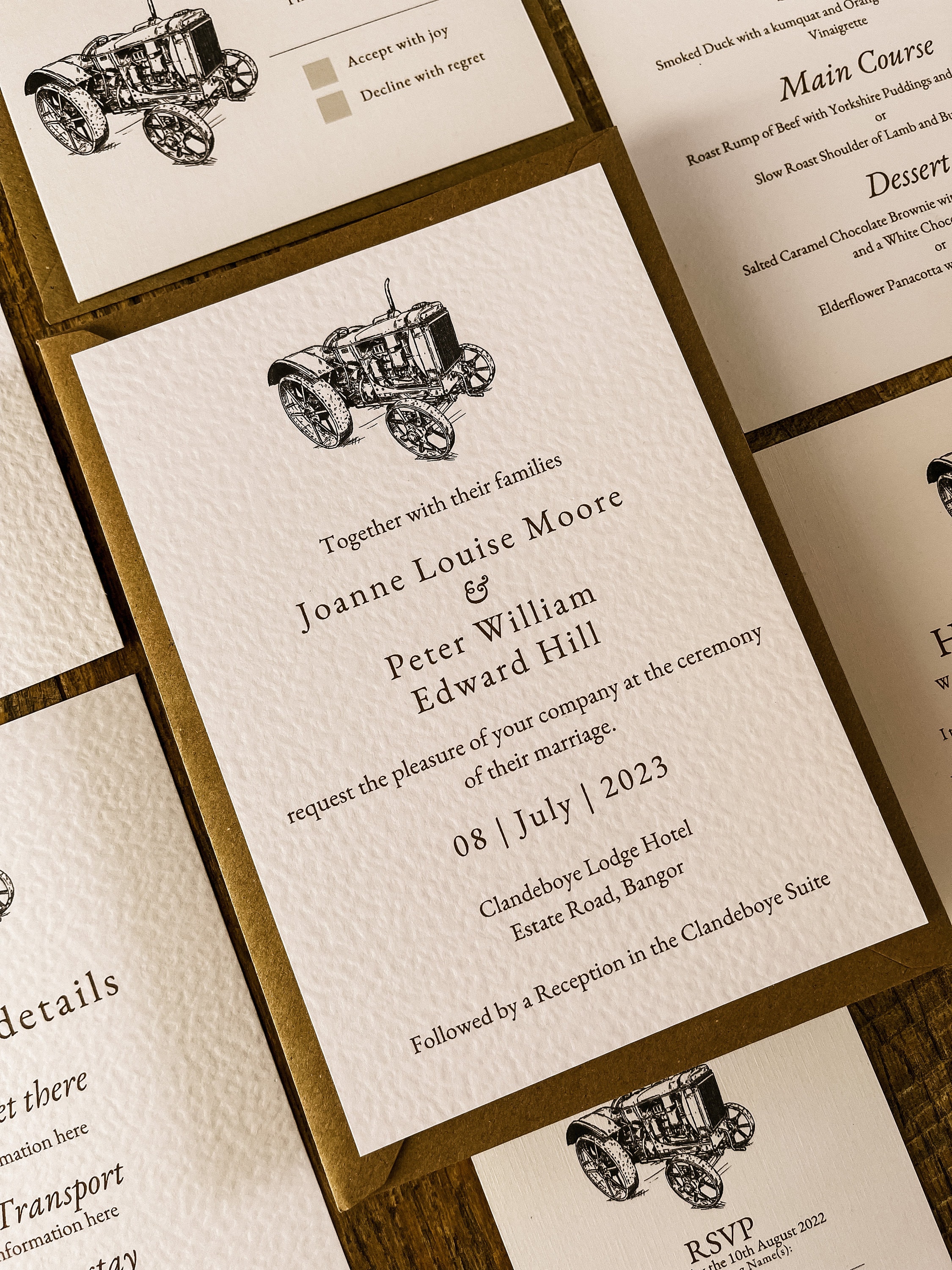 SAMPLE ONLY* Vintage Tractor Wedding Stationery, Invitation, Save the ...