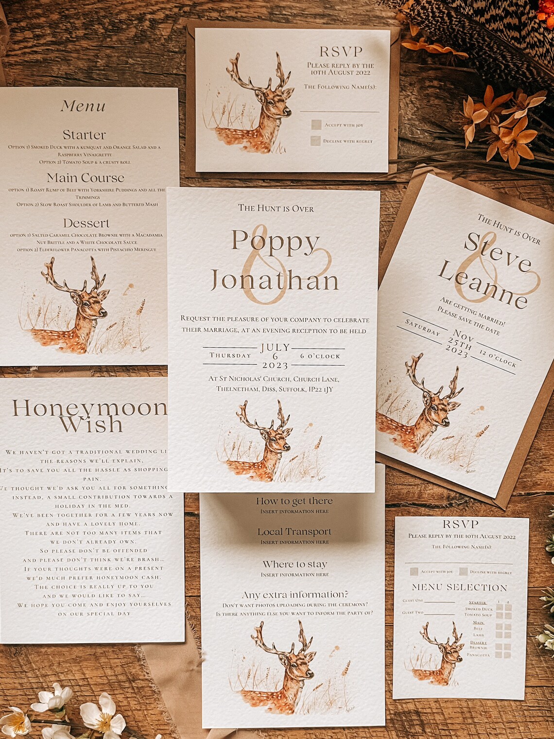 SAMPLE ONLY* Stag, Deer Wedding Stationery, Invitation, Save the Date ...