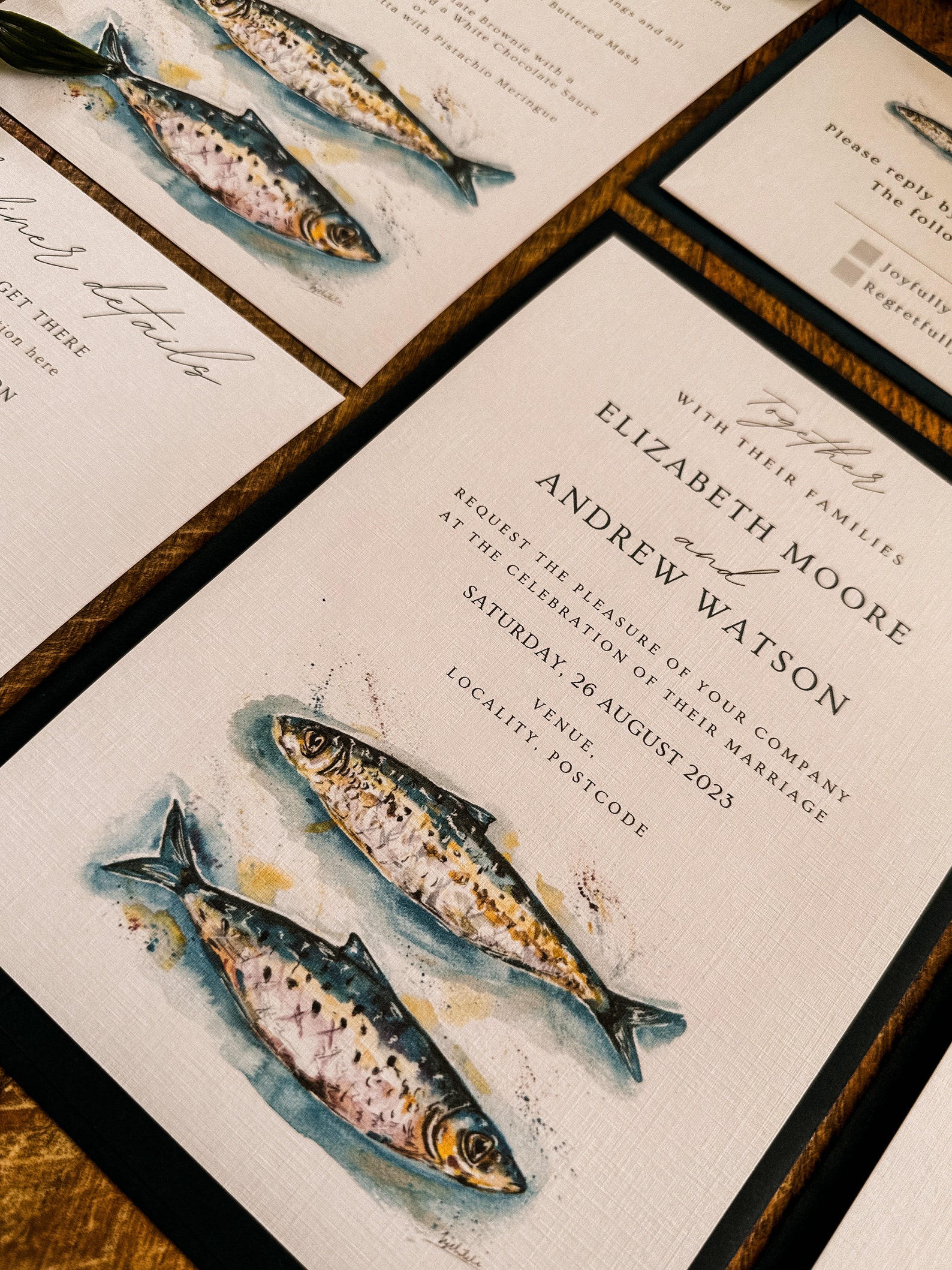 SAMPLE ONLY* Fish Wedding Stationery, Invitation, Save the Date, RSVP ...