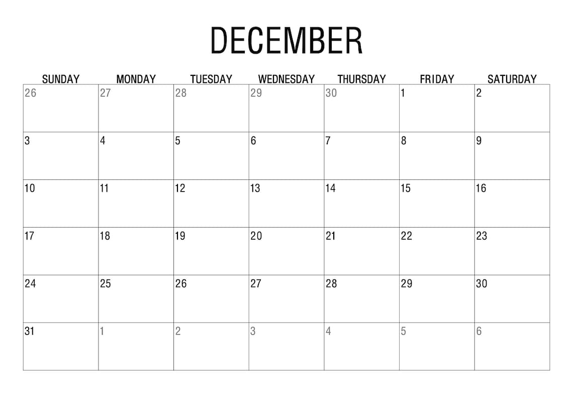 12 Month - 2023 Basic Printable Calendar Minimalist PDF - Etsy