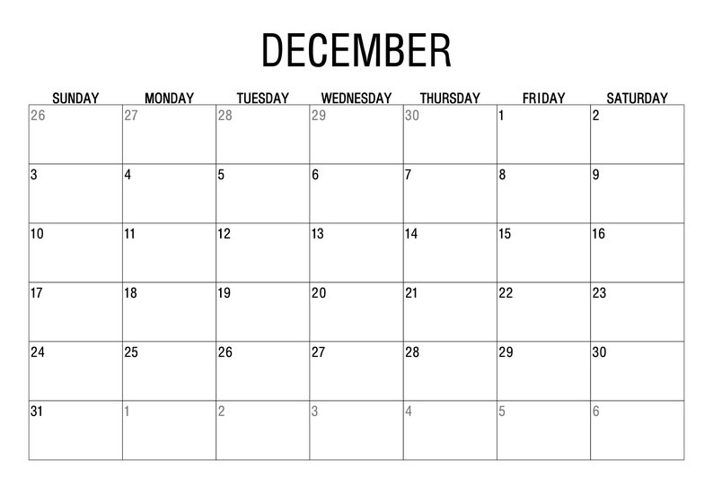 12 Month - 2023 Basic Printable Calendar Minimalist PDF - Etsy