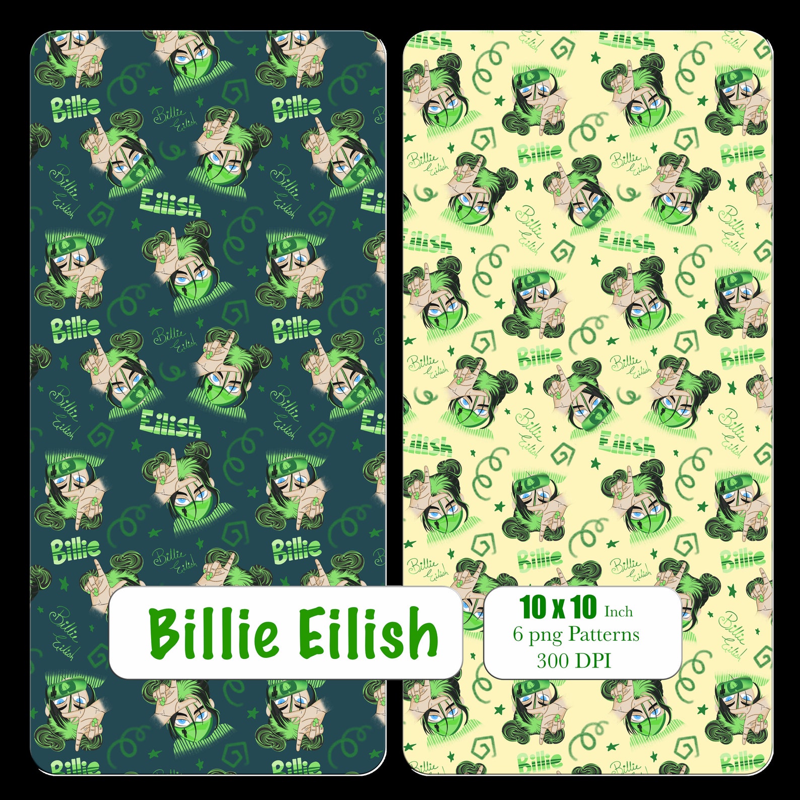 Billie Eilish Digital Seamless Pattern, Wallpaper Print, Textile ...