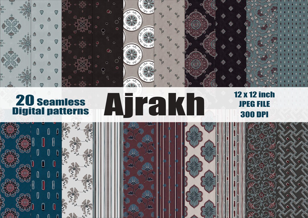 Indian Ajrakh Digital Seamless Pattern for Home Wallpapes,home Decor ...