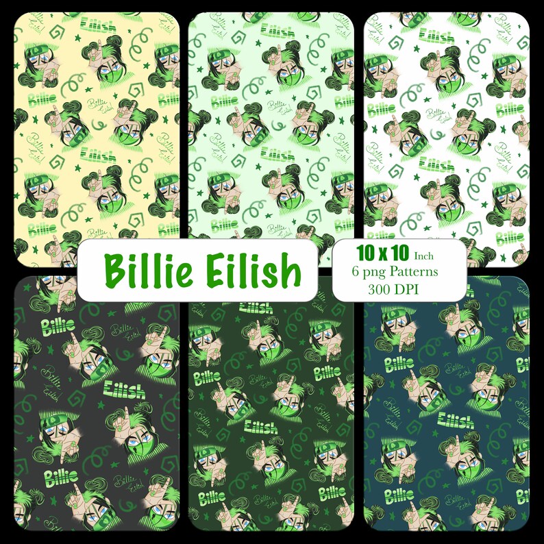 Billie Eilish Digital Seamless Pattern, Wallpaper Print, Textile ...