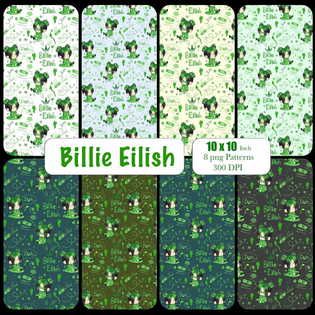 Billie Eilish Digital Seamless Pattern – Hip-hop Wallpaper Print, Kids ...