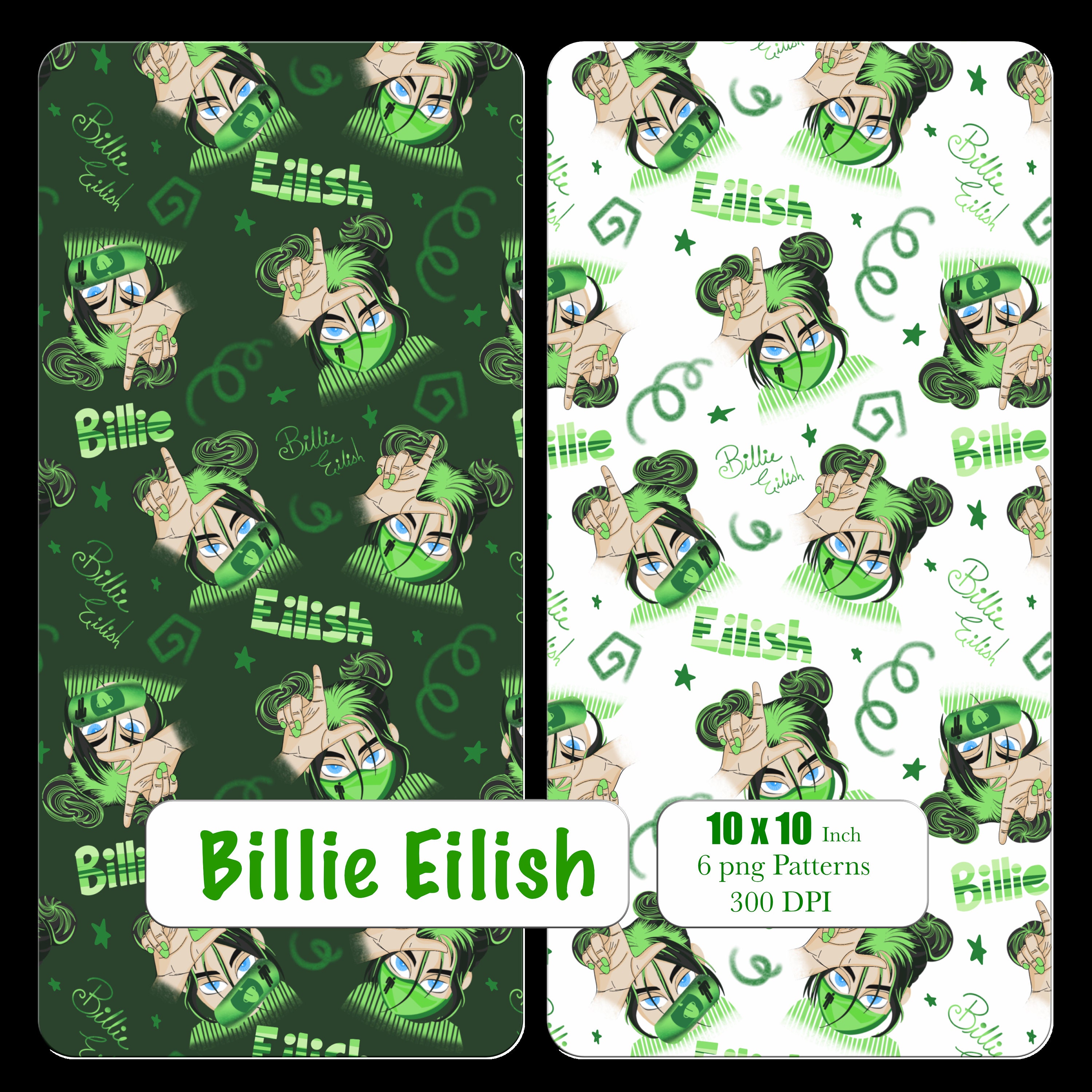 Billie Eilish Digital Seamless Pattern, Wallpaper Print, Textile ...