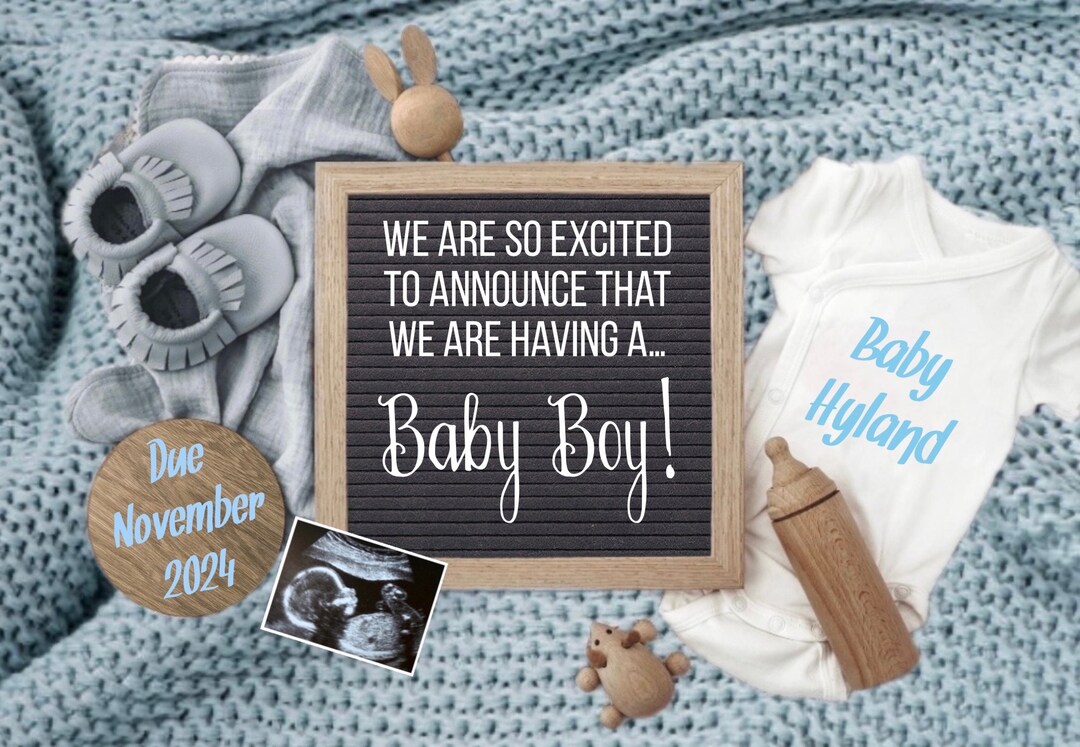 It’s A Boy Gender Reveal Blue Personalised Digital Print Pregnancy ...