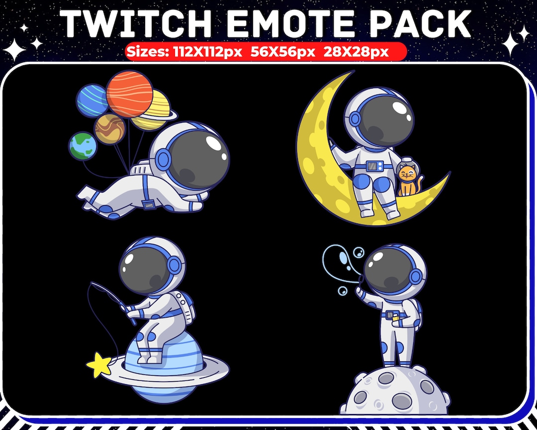 Astronaut Emotes for Twitch and Discord, Streamer Emotes, Space Theme ...