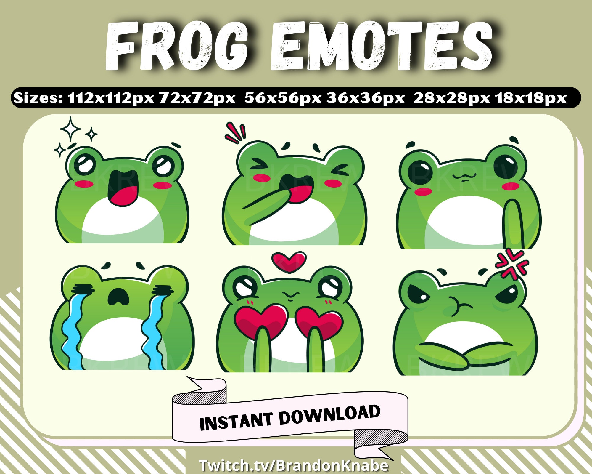 Frog Emotes for Your Twitch Stream Animal Cute Love Hype Sad Angry ...