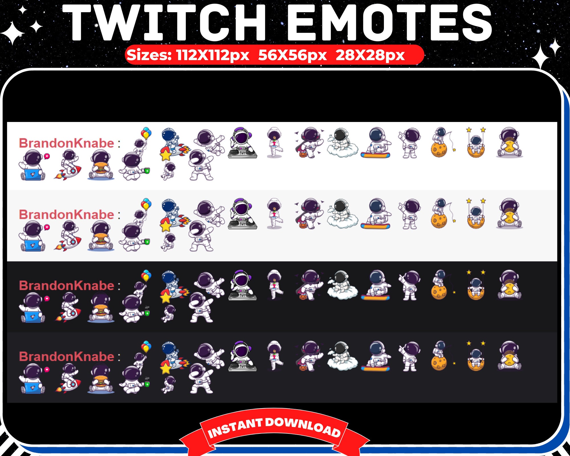 18 Twitch Astronaut Emote Pack, Cute Kawaii Emotes, Space-themed Twitch ...