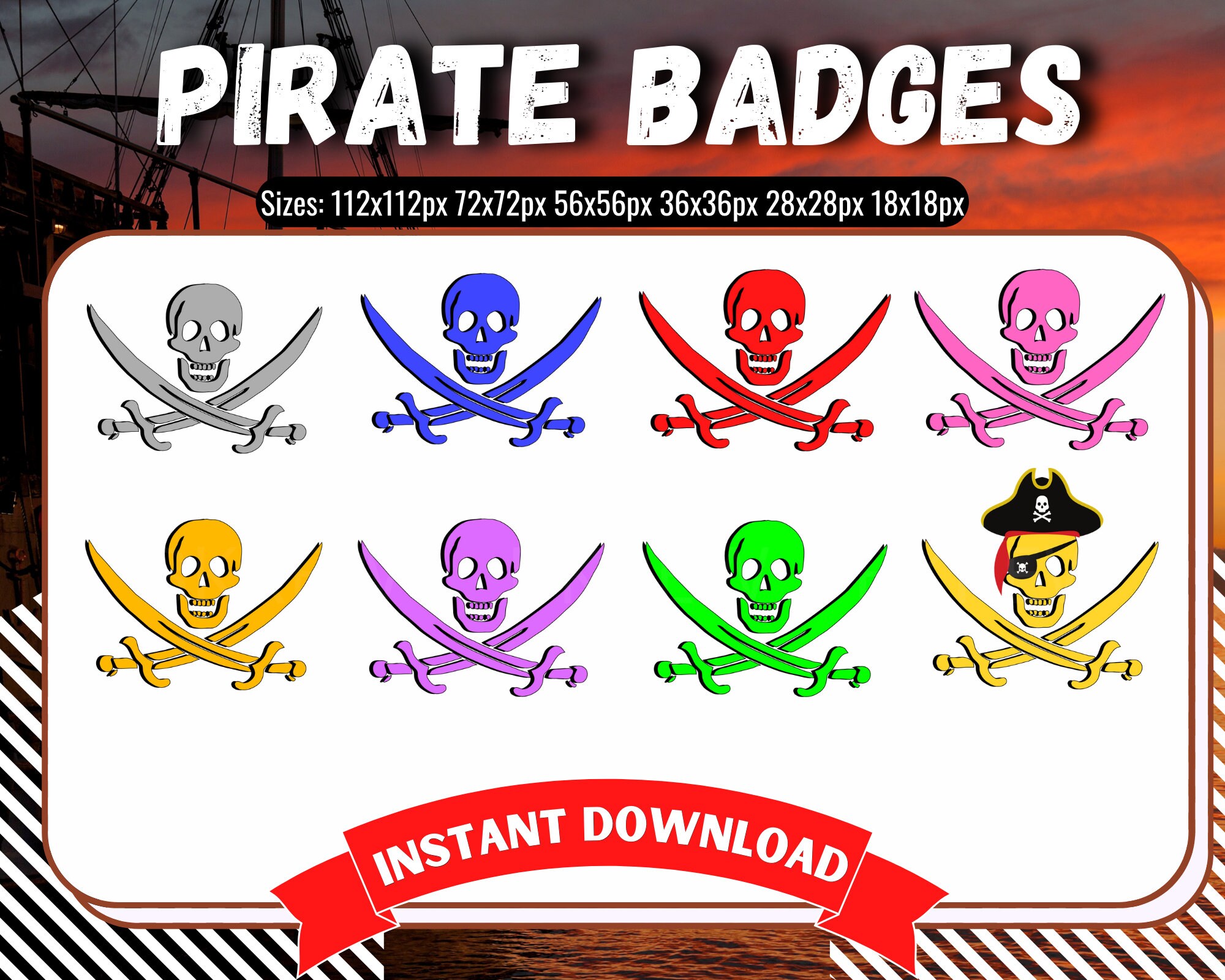 Pirate Badges for Your Twitch Stream! | Skull Badges | Pirate Badges ...