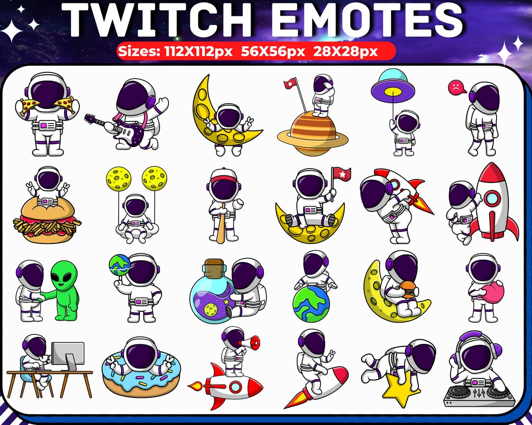 24 Astronaut Emote Pack for Your Twitch Stream! | Space | Dab | Astronaut | Planets | Cute ...