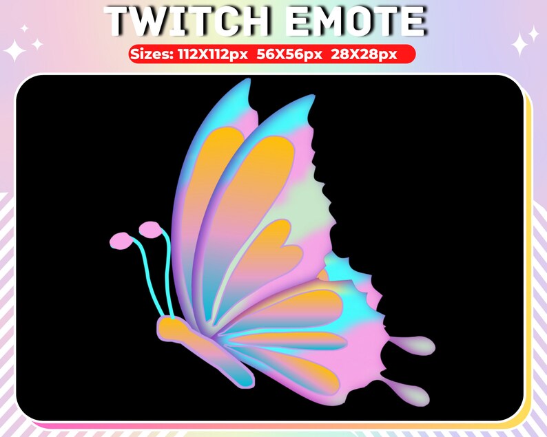 Butterfly Emote for Twitch, Kawaii Chibi Emote, Cute Emoji, Twitch ...
