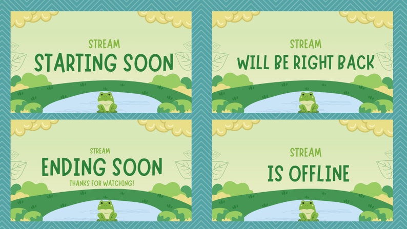 Frog Theme Twitch Overlay - Animated Panels, Stream Starting & Ending ...