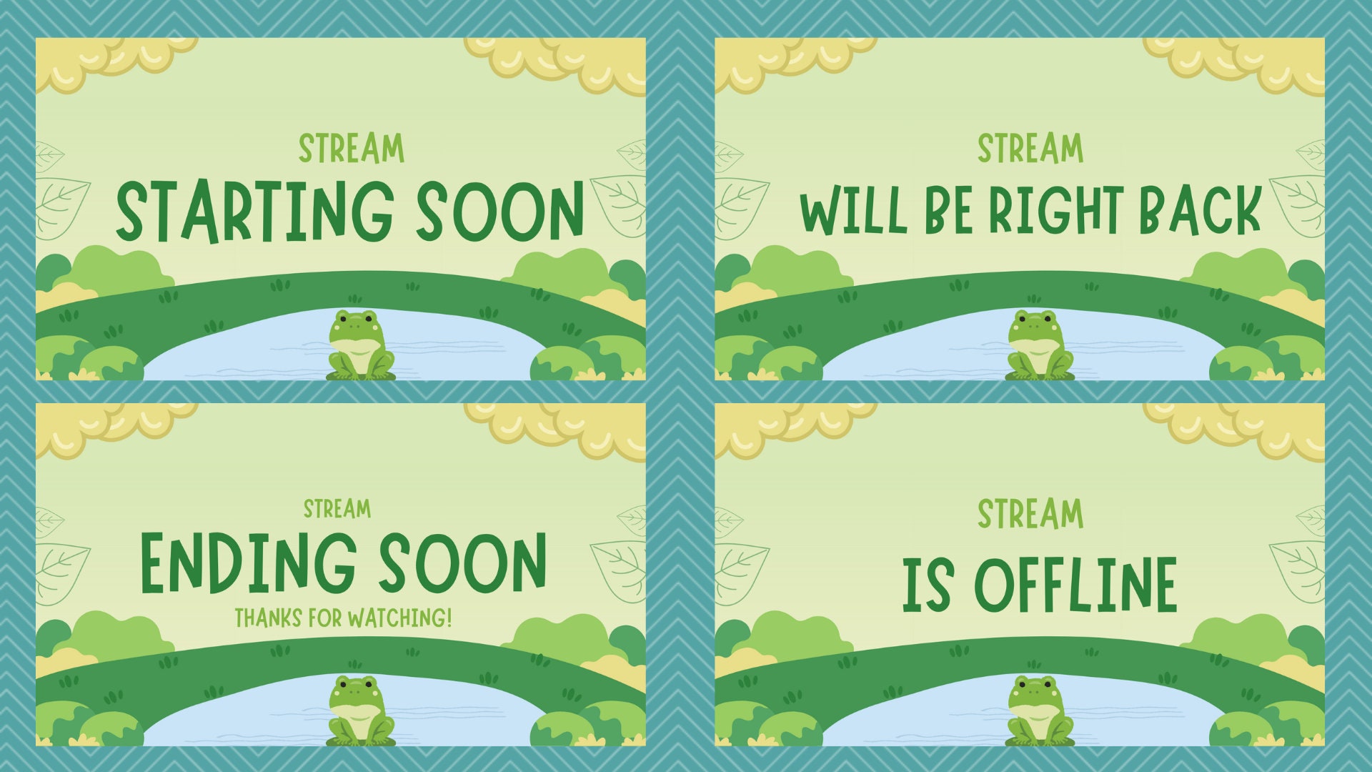 Frog Theme Twitch Overlay - Animated Panels, Stream Starting & Ending ...