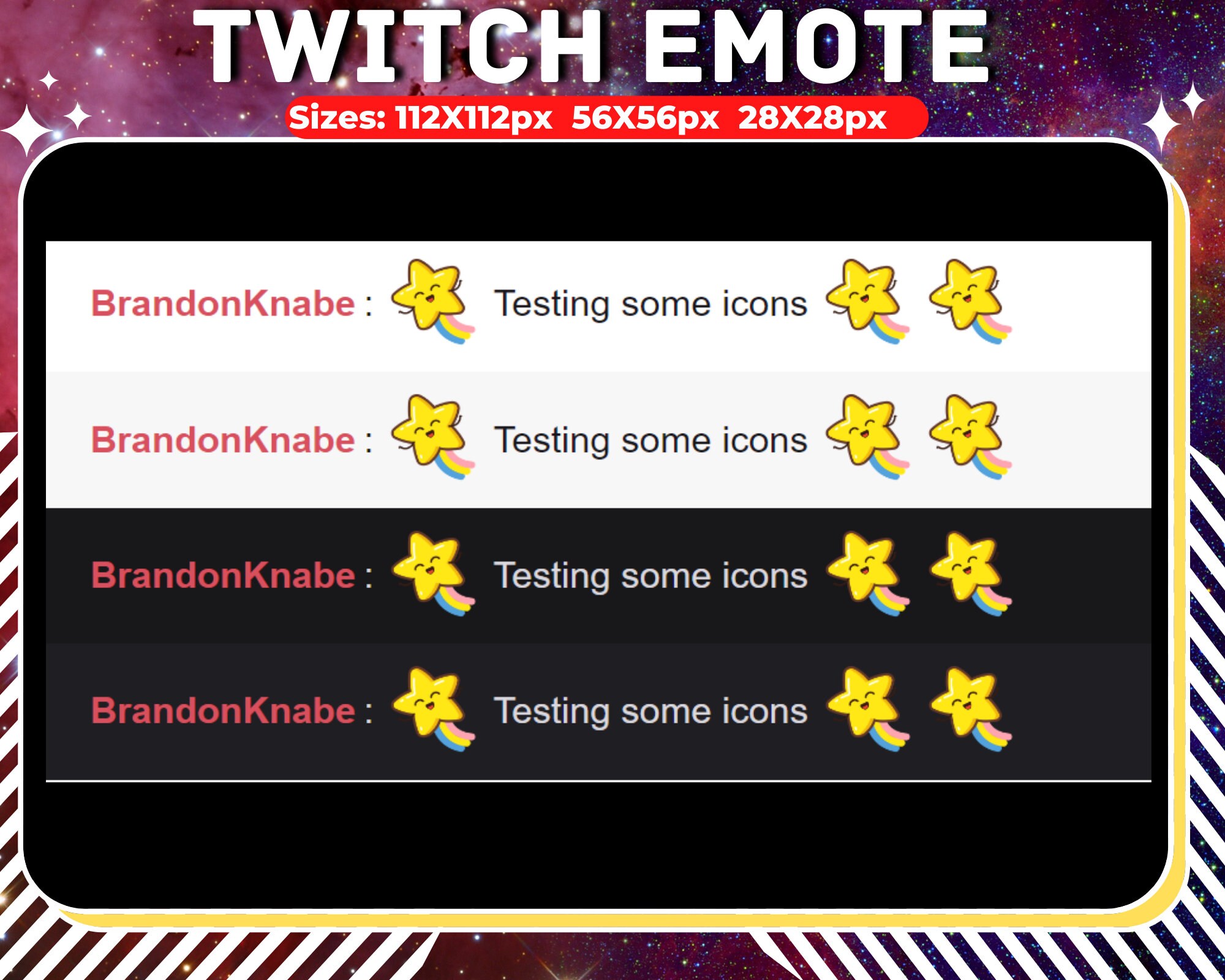 Shooting Star Emote for Your Twitch Stream Space Star Astronaut Emotes ...