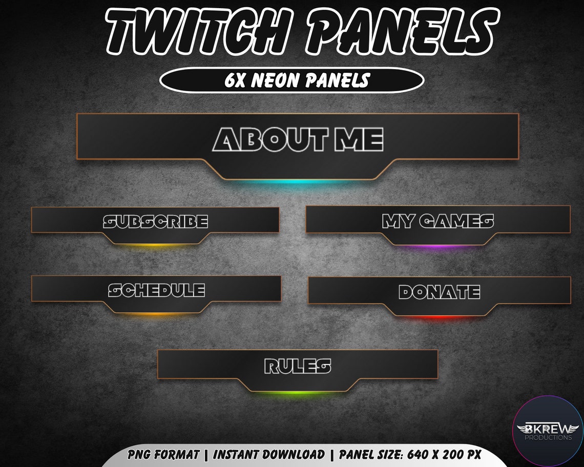 Neon Twitch Panels Streaming Overlay Twitch Graphics Stream - Etsy