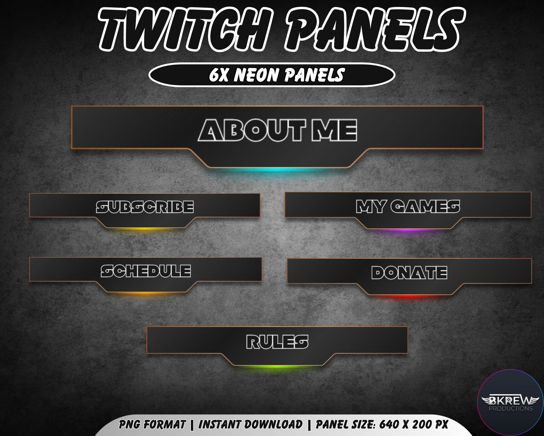Neon Twitch Panels, Streaming Overlay, Twitch Graphics, Stream Overlay ...