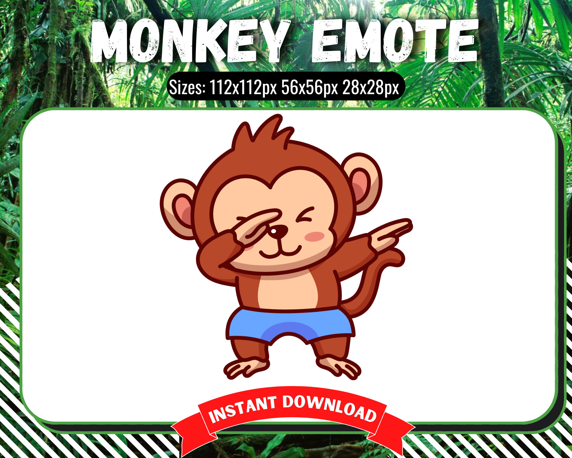 Monkey Emote for Twitch and Discord, Cute Brown Monkey, Chibi Monkey ...