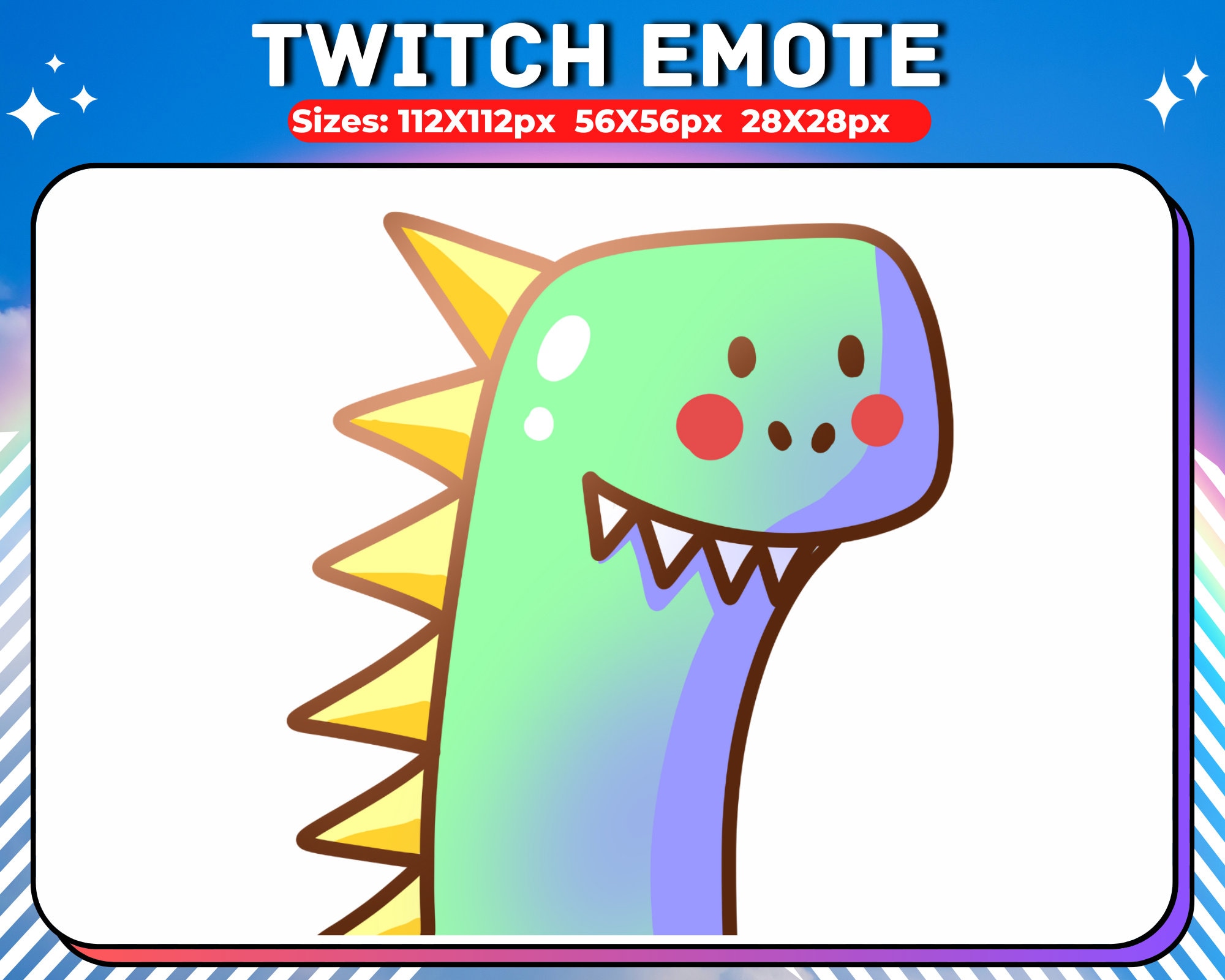 Dinosaur Emote, Cute Dino Emoji, Discord and Twitch Emotes, Kawaii Dino ...