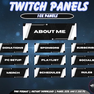 Streamer Twitch Panels, Modern Futuristic Minimalistic Twitch Overlay ...