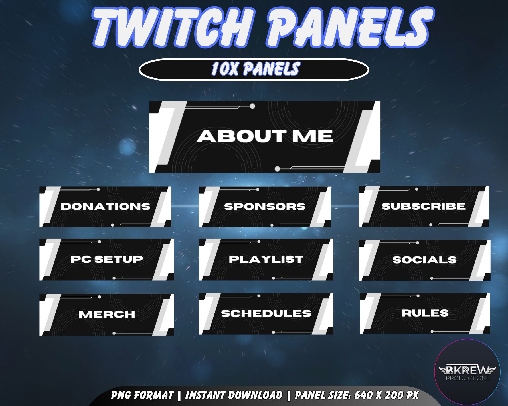 Streamer Twitch Panels, Modern Futuristic Minimalistic Twitch Overlay ...