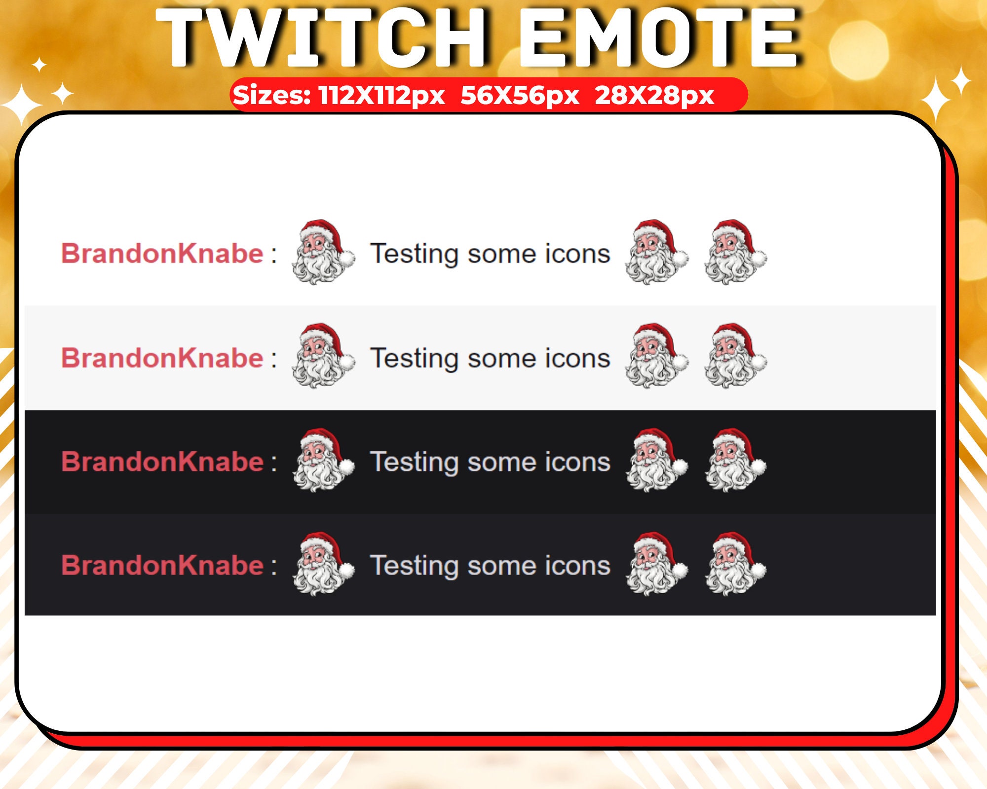 Santa Claus Emote for Twitch/discord, Chibi Xmas Emotes, Stream Beard ...