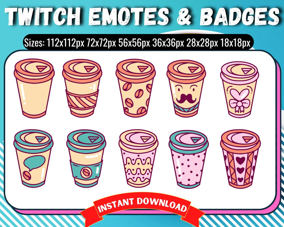 10 Coffee Cup Sub/bit/cheer Badges & Emotes for Your Twitch Stream ...