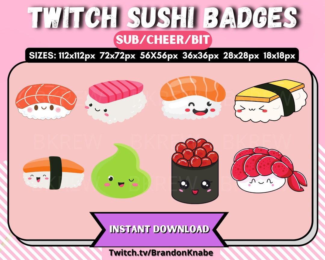Sushi Emotes for Your Twitch Stream! Food | Cute | Love | Discord ...