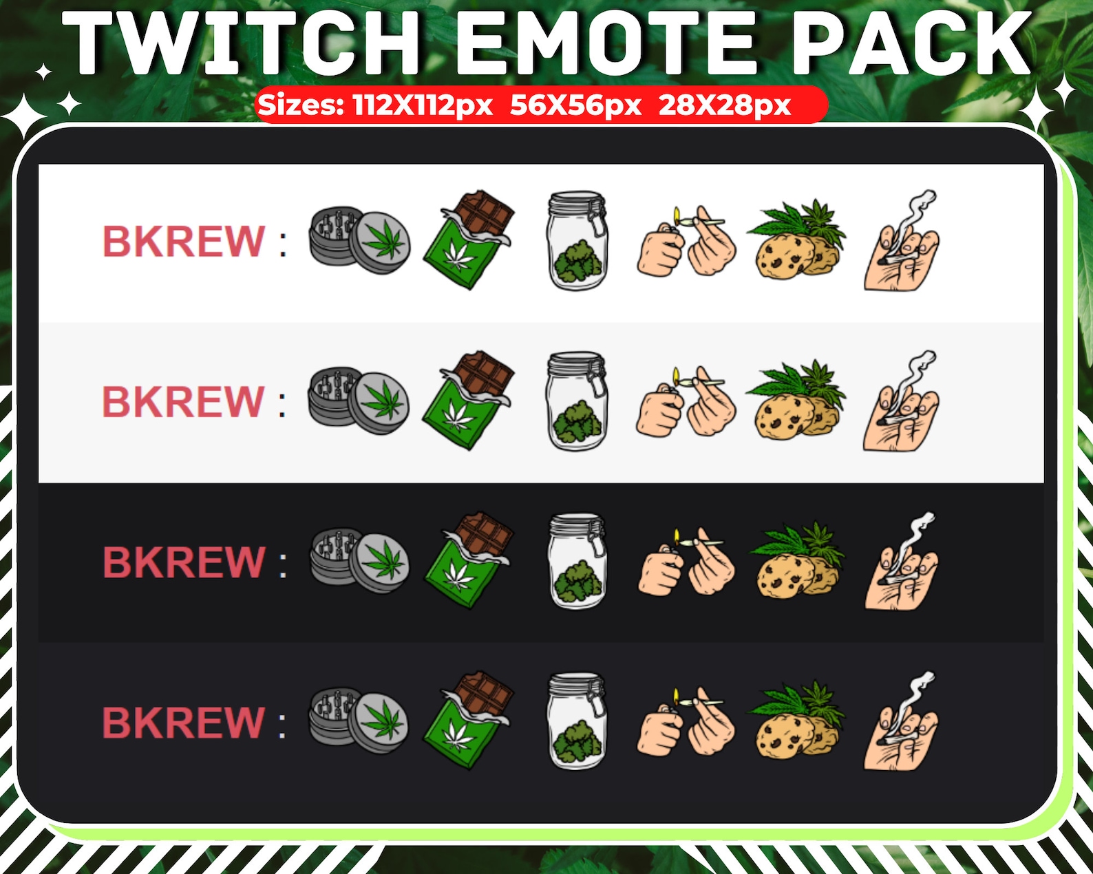6 Weed Emote Pack for Your Twitch Stream! | Cannabis Emote | Grinder ...