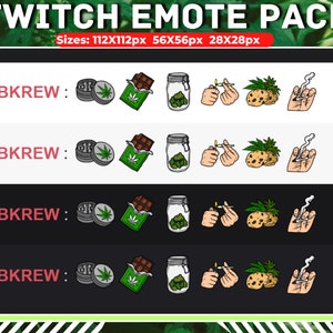 6 Weed Emote Pack for Your Twitch Stream! | Cannabis Emote | Grinder ...