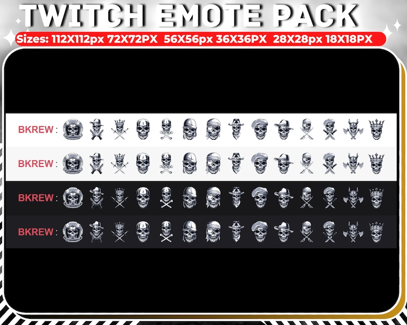 14 Skull Emote Pack - Twitch and Discord Emotes, Halloween Theme ...