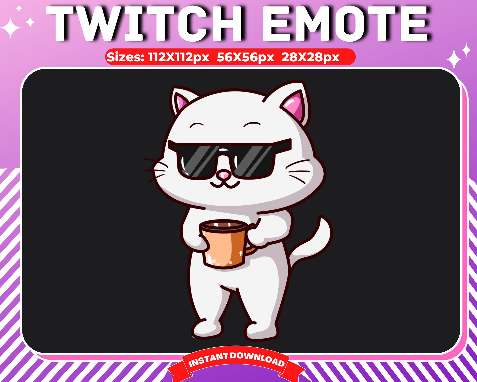 Cool Cat Emote for Your Twitch Stream! |funny | Coffee | Grumpy Cat ...