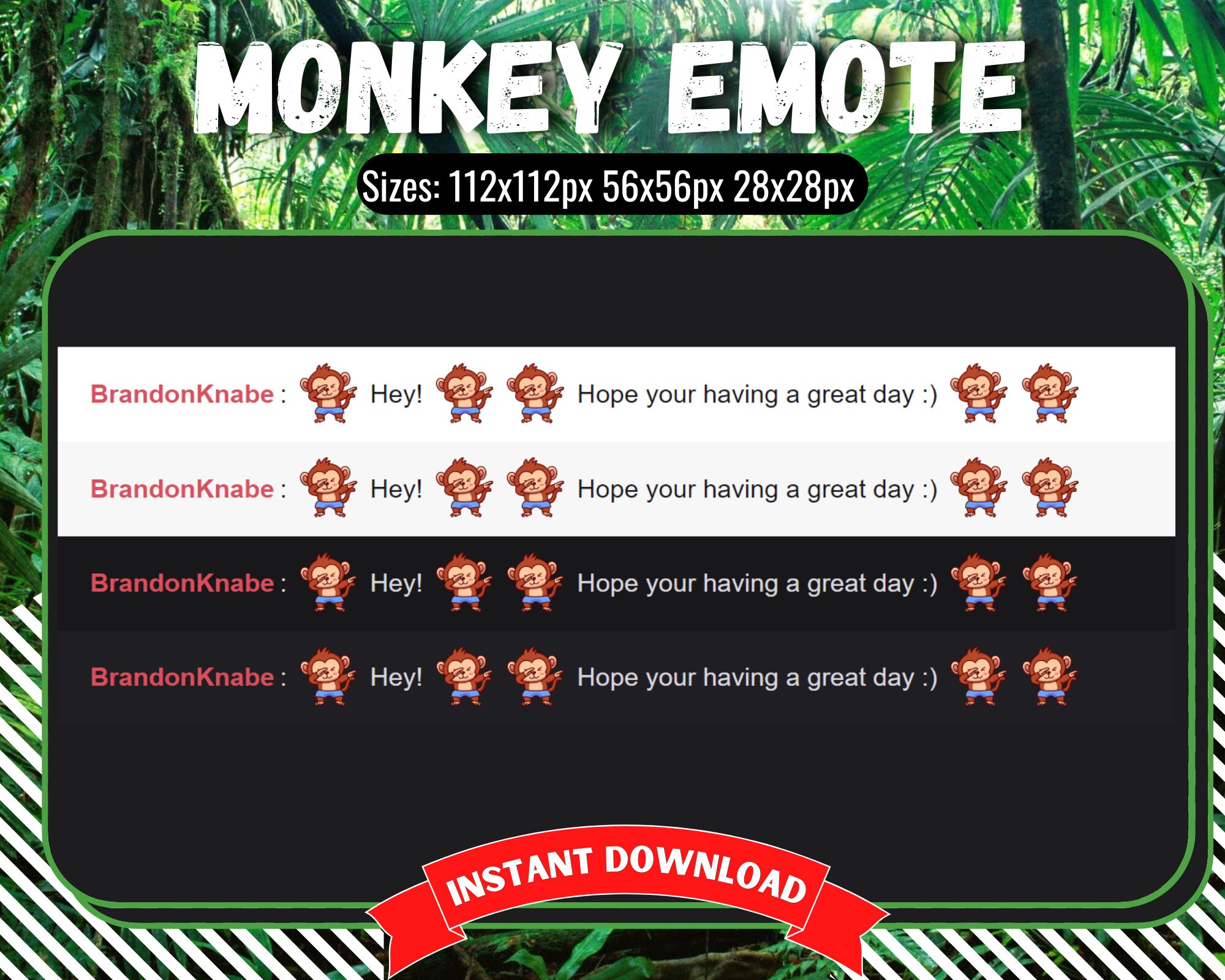 Monkey Emote for Twitch and Discord, Cute Brown Monkey, Chibi Monkey ...