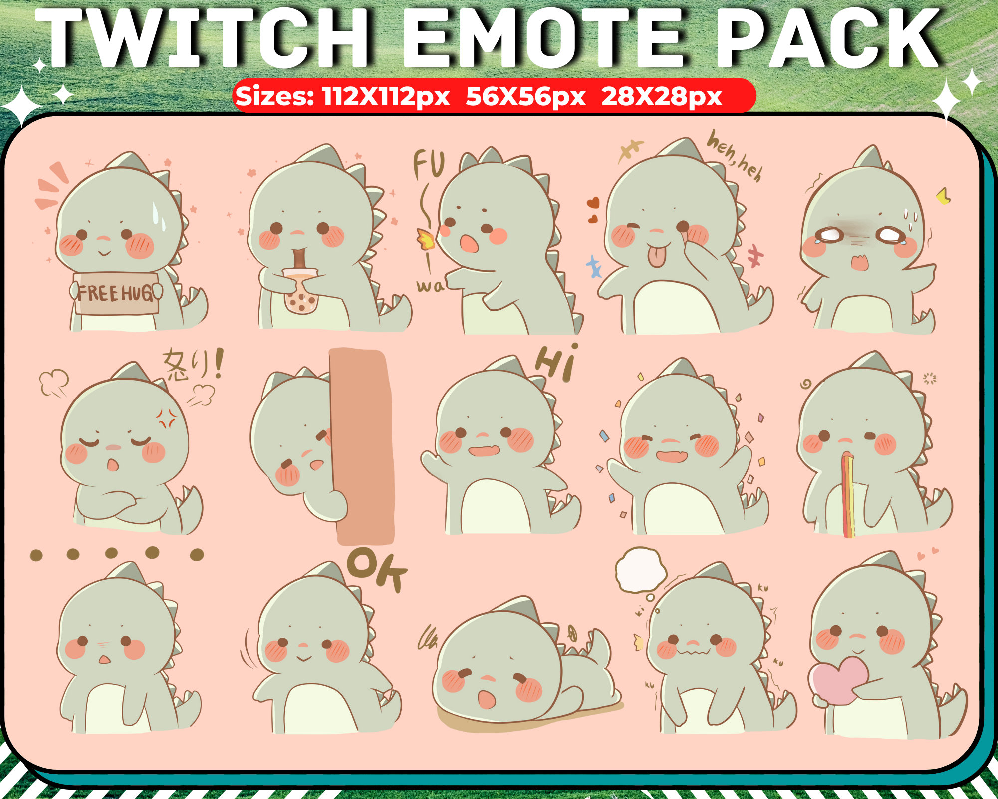 15 Cute Dinosaur Emote Pack for Your Twitch Stream! | Dinosaur Emote ...