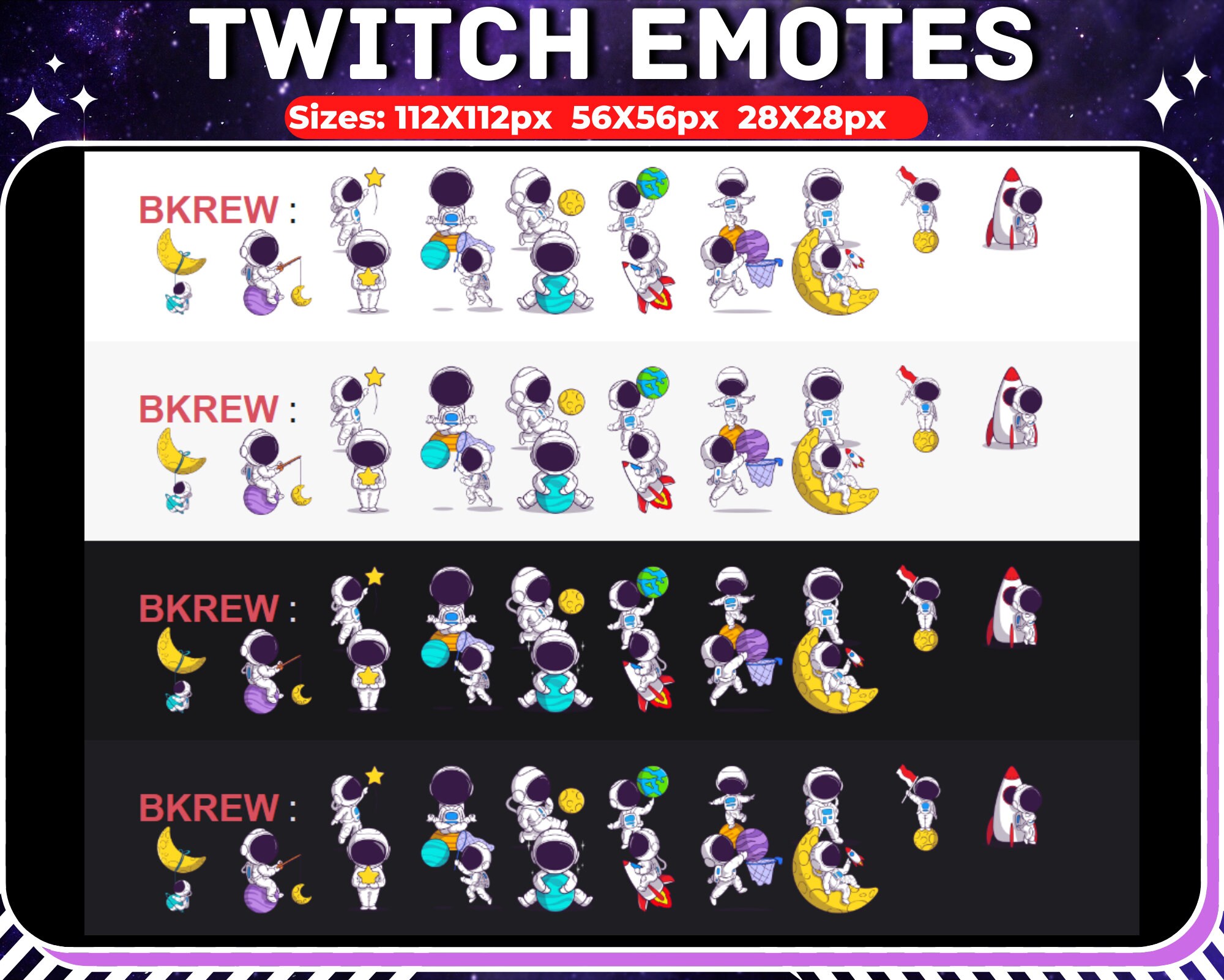 16 Twitch Astronaut Emote Pack, Cute Kawaii Emotes, Space-themed Twitch ...