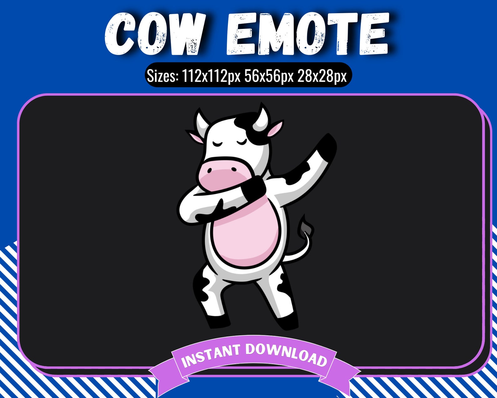 Cow Emote for Twitch and Discord, Cute Cow Emote, Twitch Streamer Badge ...
