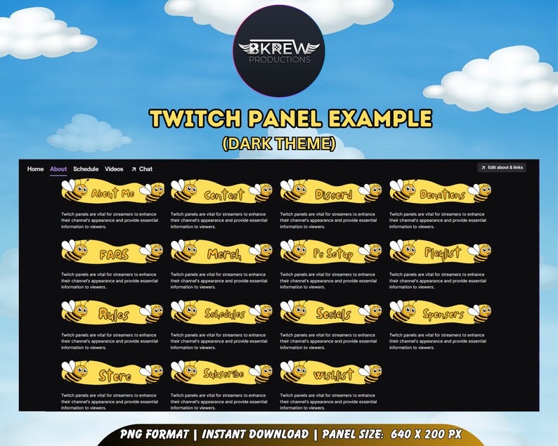 Bee Twitch Panels, Twitch Overlay, Discord Emotes, Streamer Panels, Bee ...