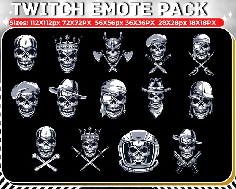 14 Skull Emote Pack - Twitch and Discord Emotes, Halloween Theme ...