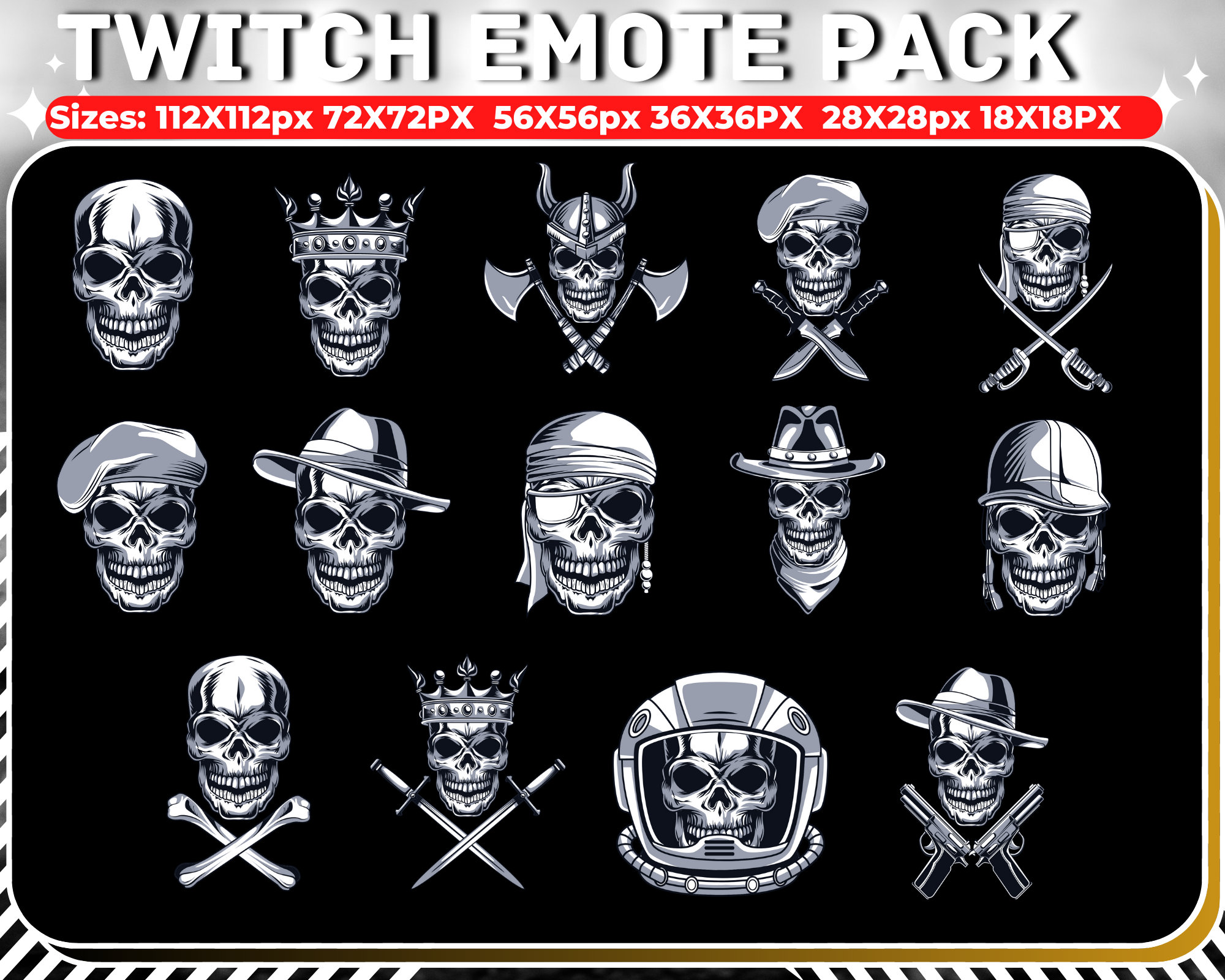 14 Skull Emote Pack - Twitch and Discord Emotes, Halloween Theme ...