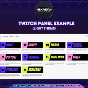 Streamer Twitch Panels, Modern Minimalistic Twitch Overlay, Twitch ...