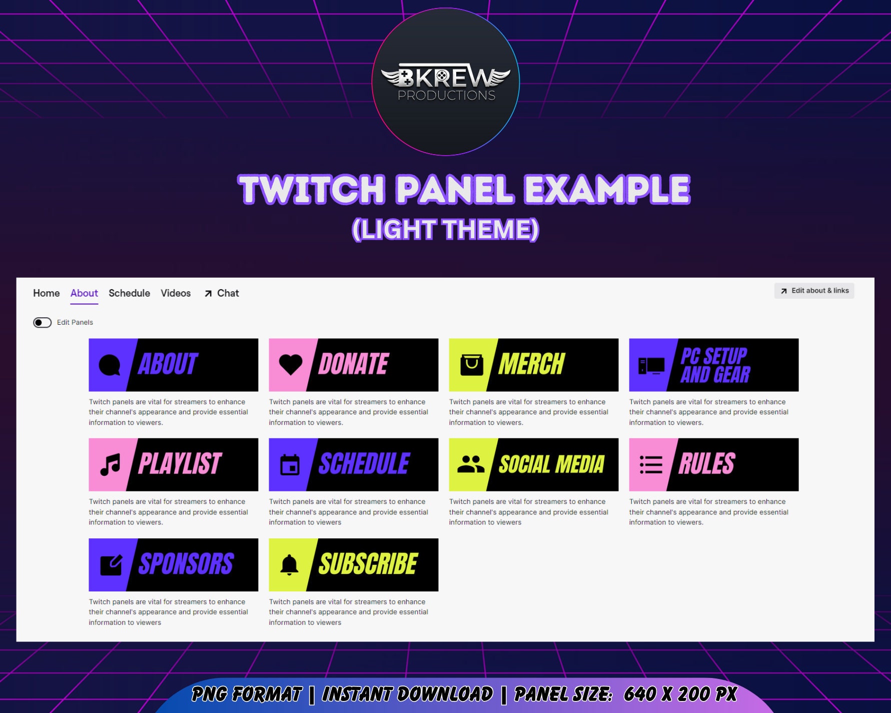 Streamer Twitch Panels, Modern Minimalistic Twitch Overlay, Twitch ...